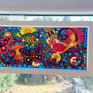 Hand Painted Glass Window Hanging - Etsy