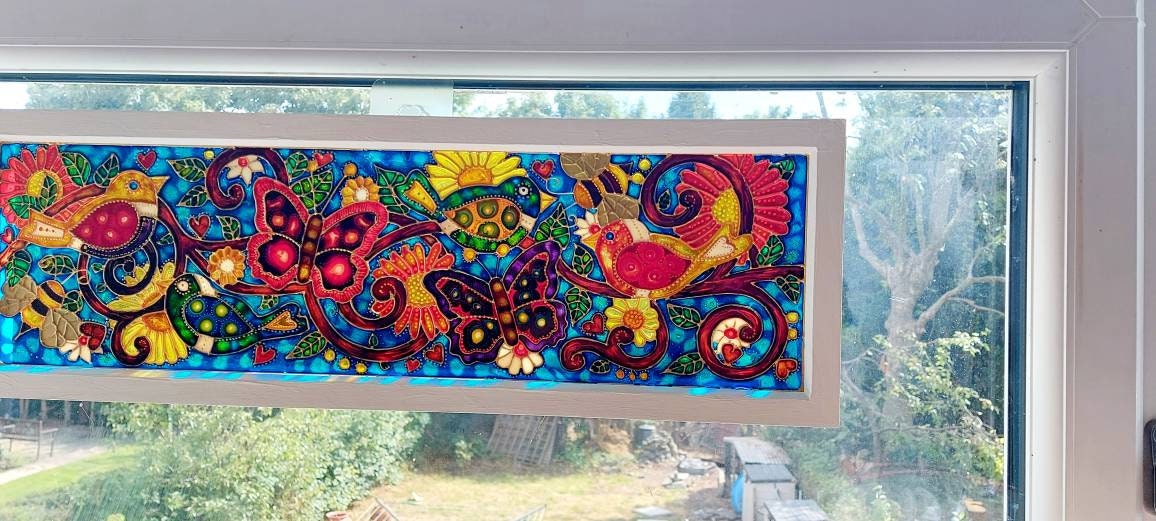 Hand Painted Glass Window Hanging - Etsy