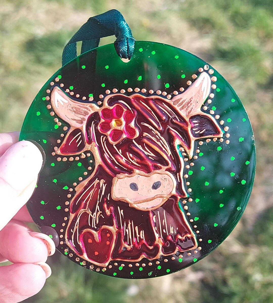 Hand Painted Highland Cow Sun Catcher - Etsy