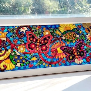 Hand Painted Glass Window Hanging - Etsy