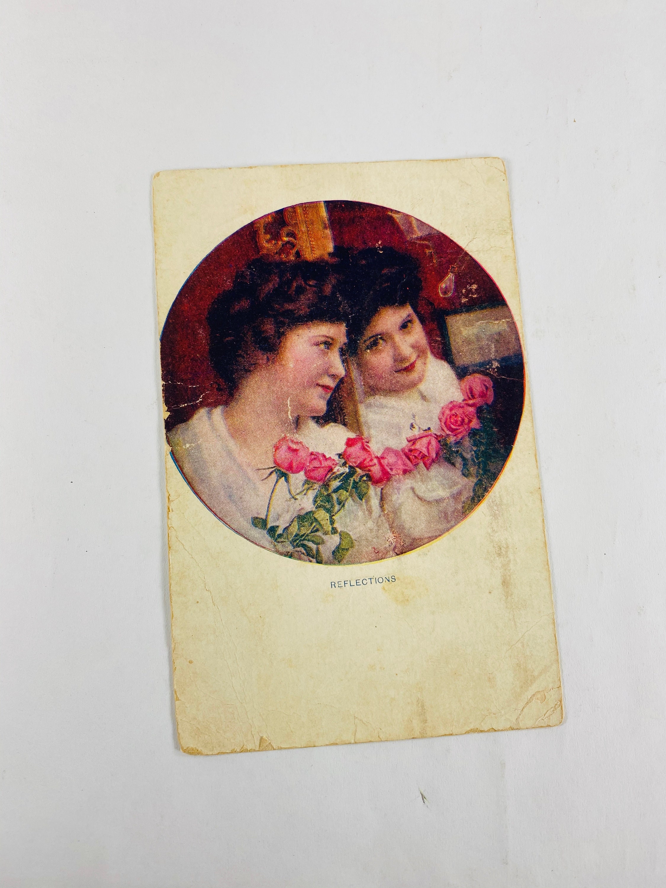 1908 vintage glamour women postcard color and B&W litho RPPC | Etsy