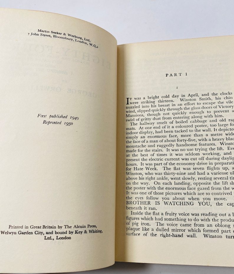 Nineteen Eighty-four George Orwell FIRST EDITION Second Printing London ...