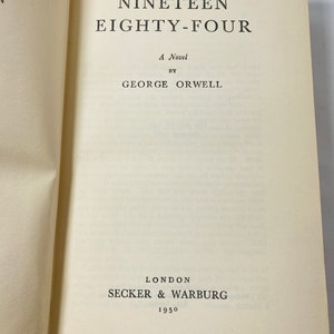 Nineteen Eighty-four George Orwell FIRST EDITION Second Printing London ...