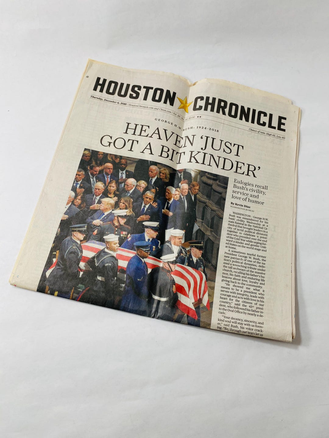 2018 Funeral Vintage Houston Texas Chronicle Newspaper Historic ...