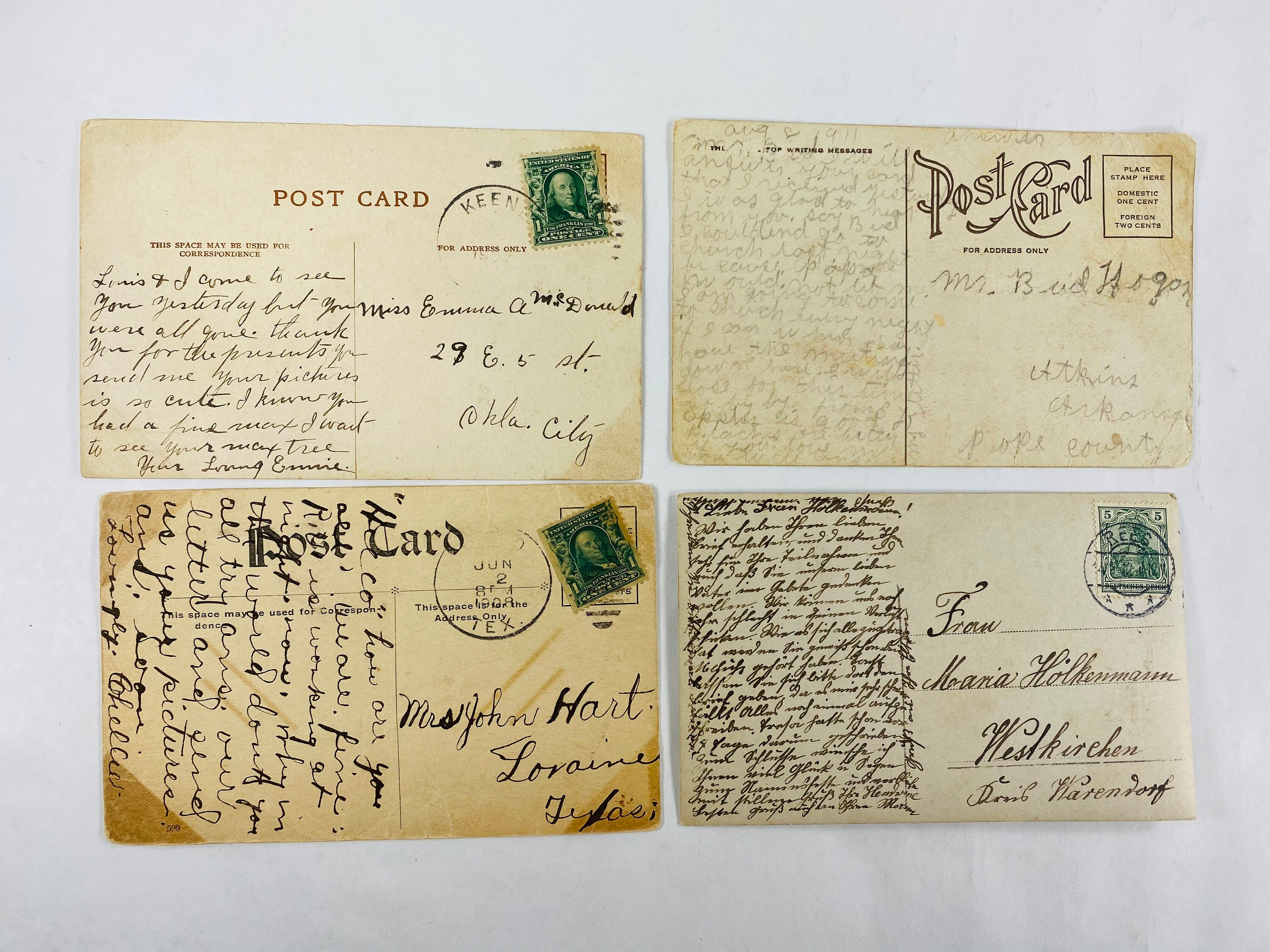 1908 Vintage Glamour Women Postcard Color and B&W Litho RPPC, Stamped ...