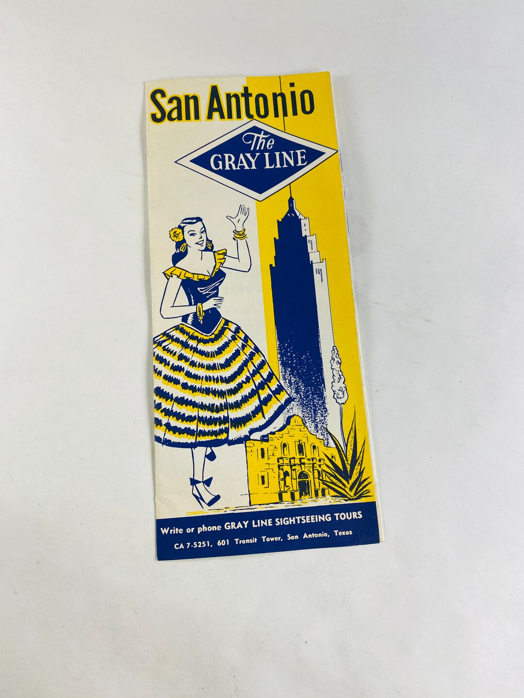 Vintage 1950s San Antonio Texas Gray Line Sightseeing Tour Travel Fold ...