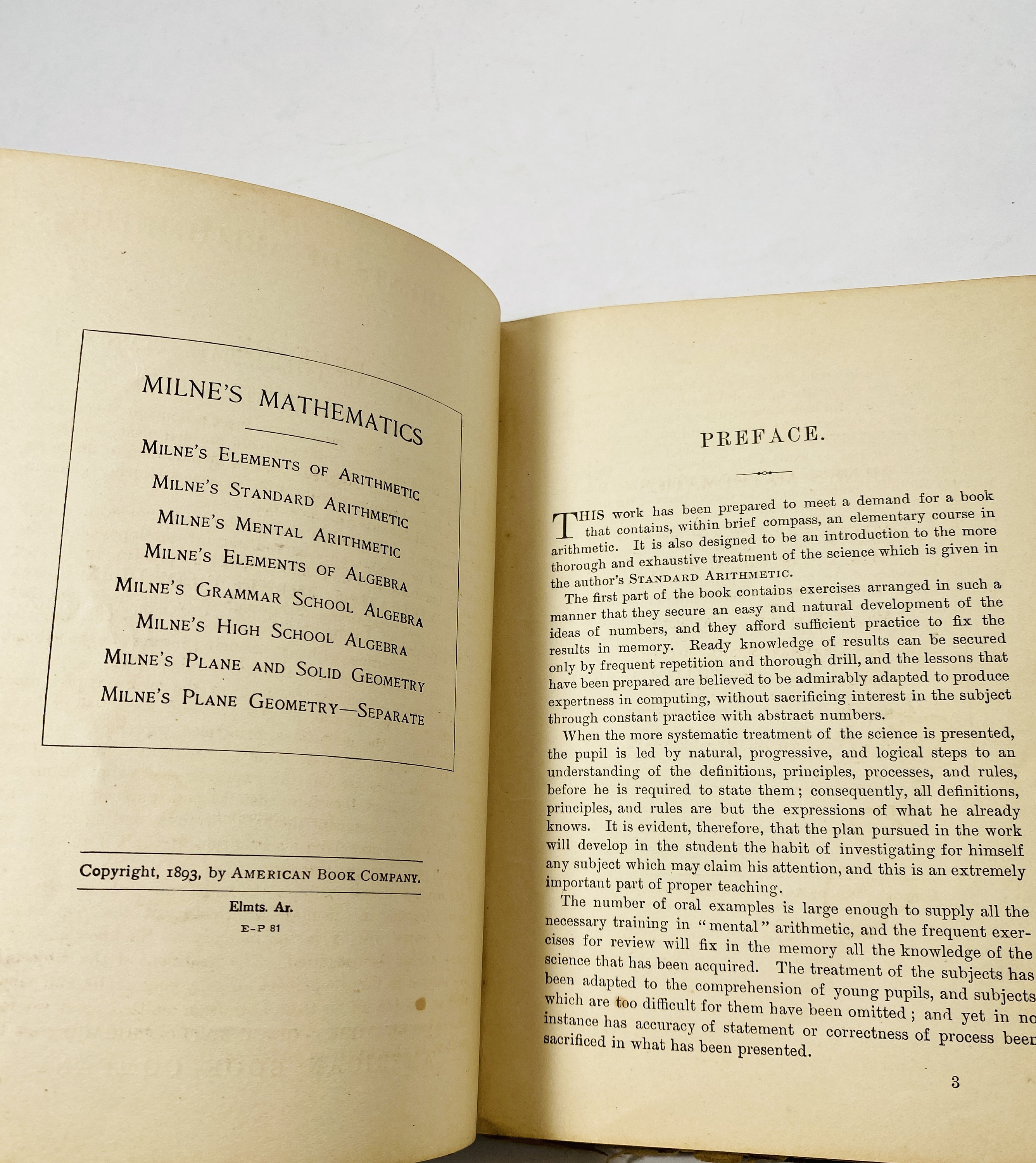1893 William Milne Antique Mathematics Juvenile Arithmetic Textbook ...