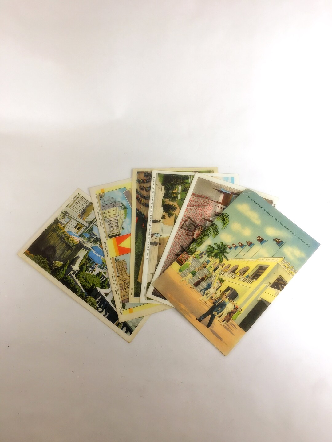 1950s Vintage Linen Postcards Coral Gables Florda, Canton Ohio, Wichita ...