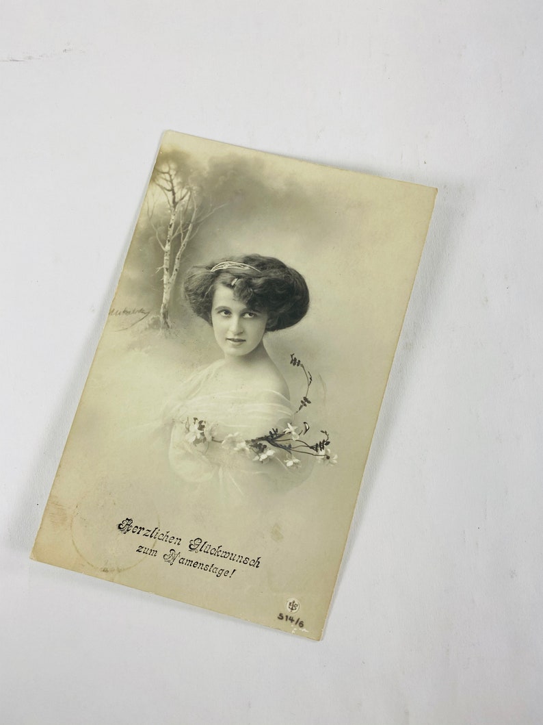 1908 Vintage Glamour Women Postcard Color and B&W Litho RPPC, Stamped ...