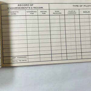 Glider Pilot Flight Record and Log Book Vintage Record Book Circa 1969 ...