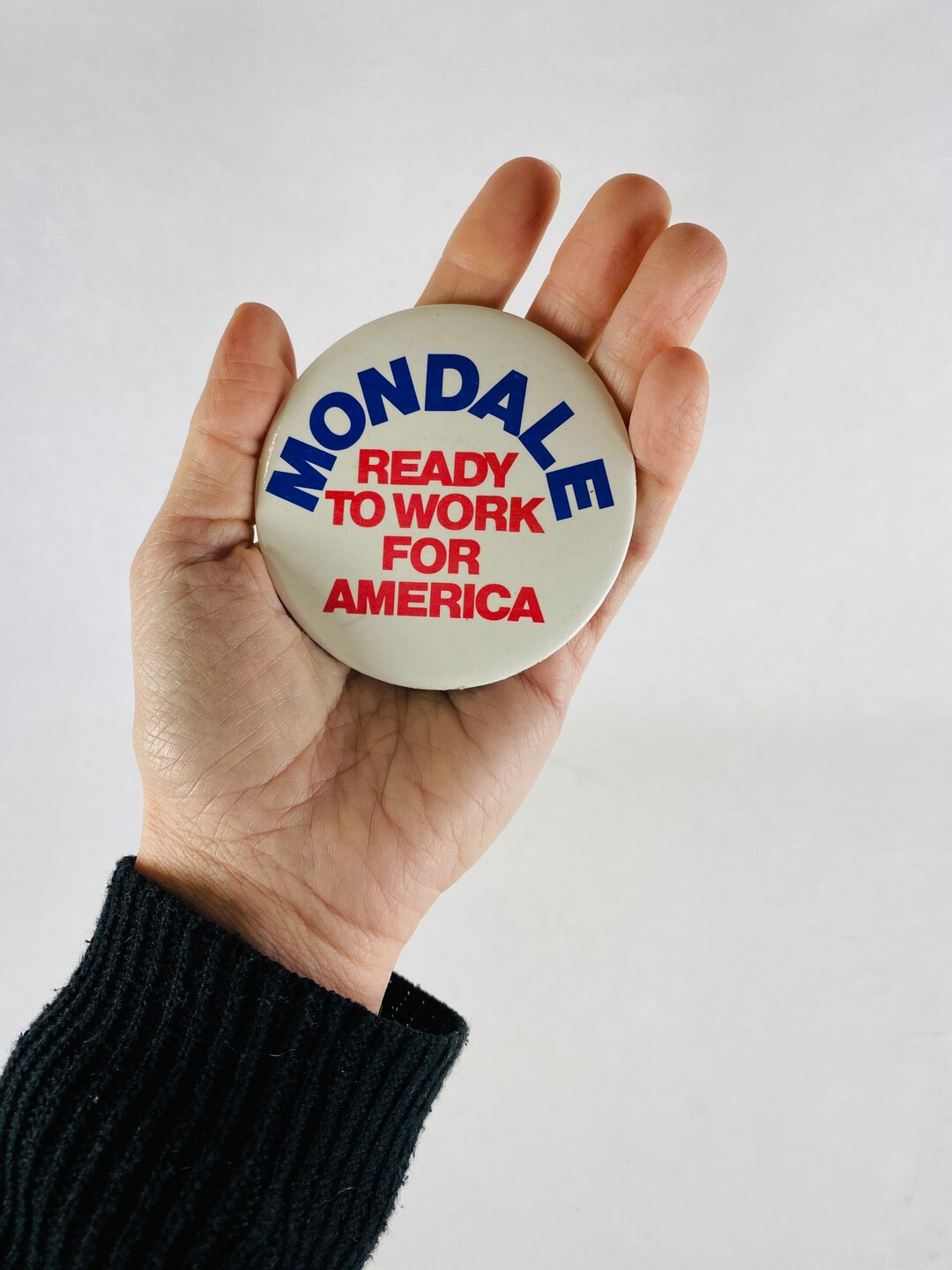 1984 Walter Mondale Ready to Work for America Vote Pinback Button ...