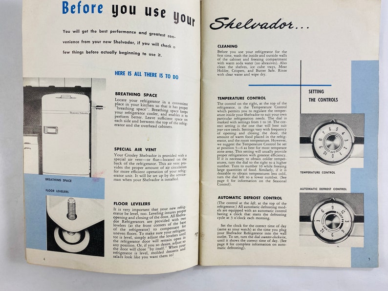 Crosley Shelvador Vintage Electric Refridgerator Owners Manual Circa ...