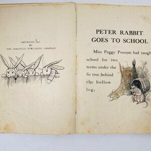 Peter Rabbit Goes to School Vintage Saalfield Book Circa 1917 Children ...