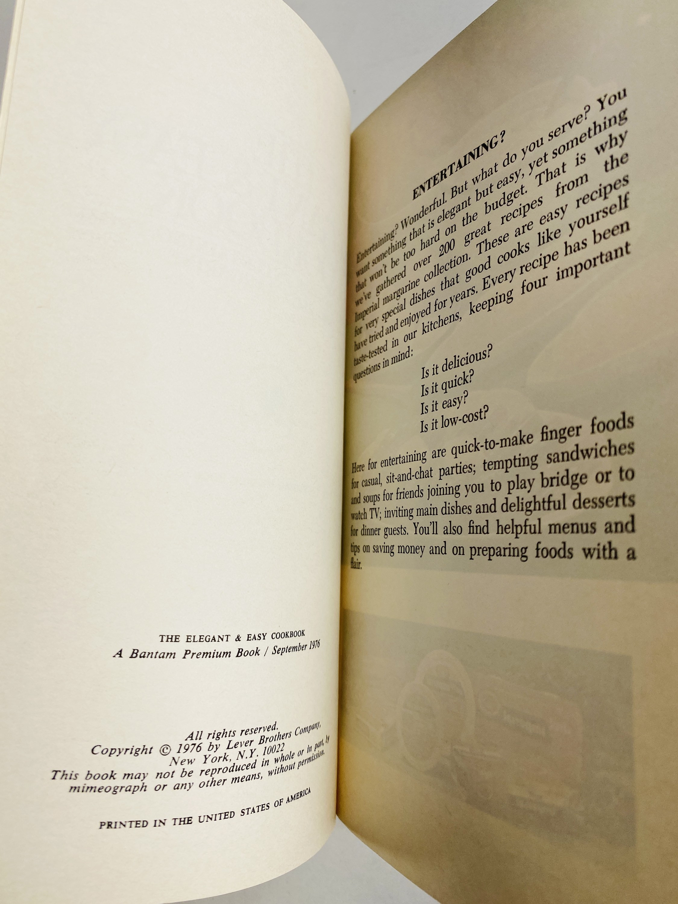 Imperial Butter Elegant and Easy Vintage Paperback Cookbook Circa 1976 ...