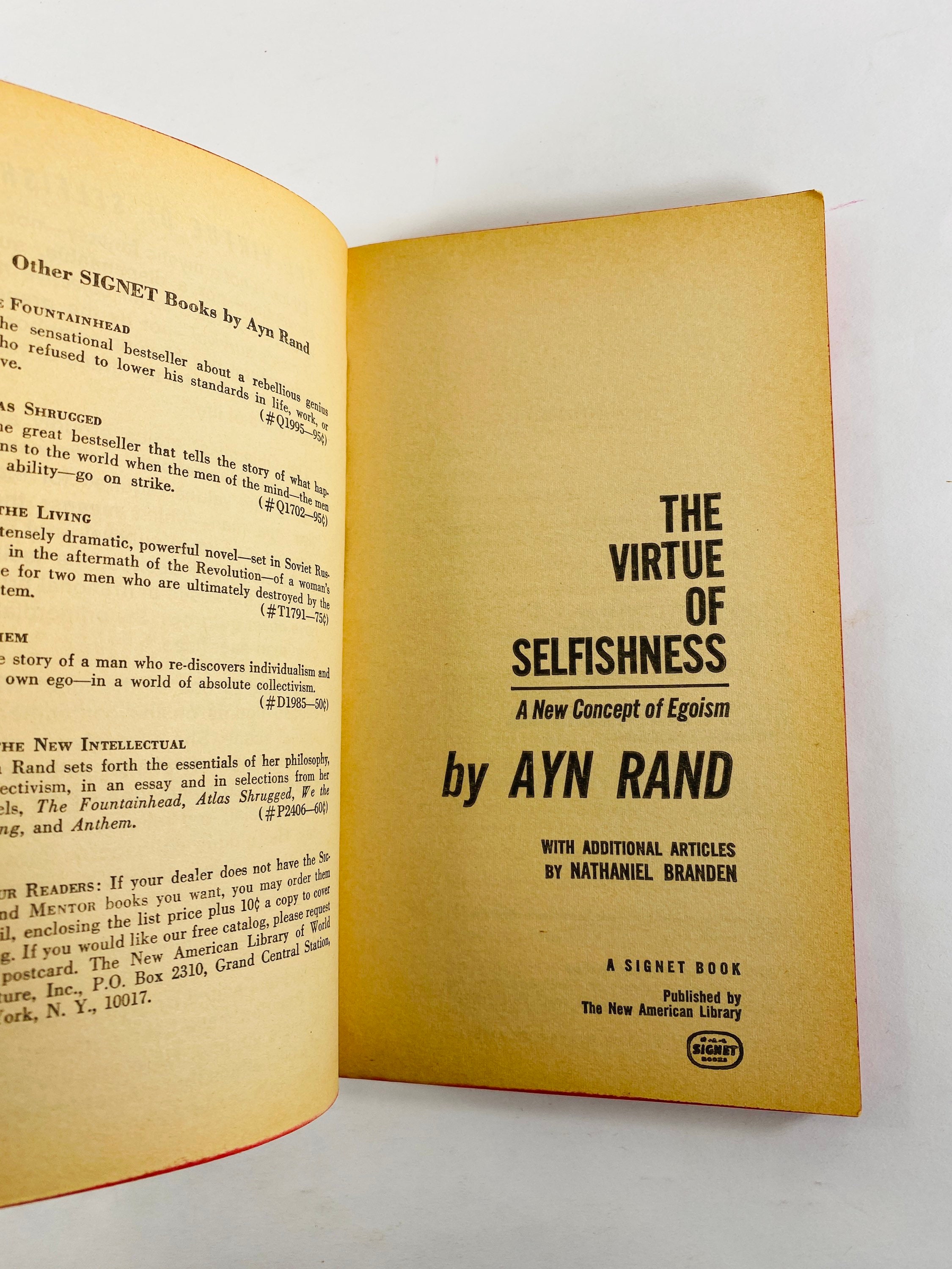 Ayn Rand Virtue of Selfishness Vintage Paperback Book Circa | Etsy