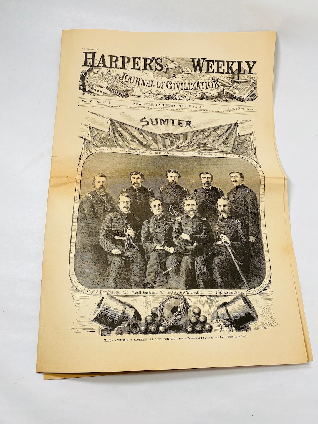 1861 Fort Sumter Civil War Harper's Weekly Newspaper Reprint Circa 1960 ...
