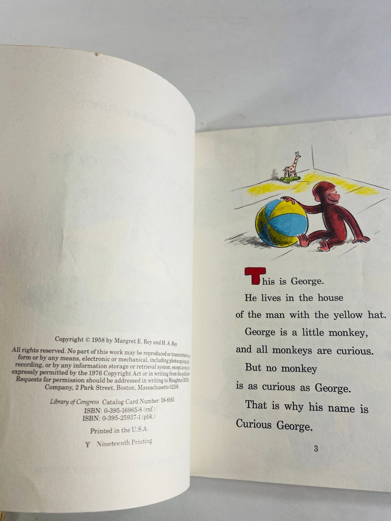 1971 Curious George Flies a Kite Vintage Scholastic Paperback Book by ...