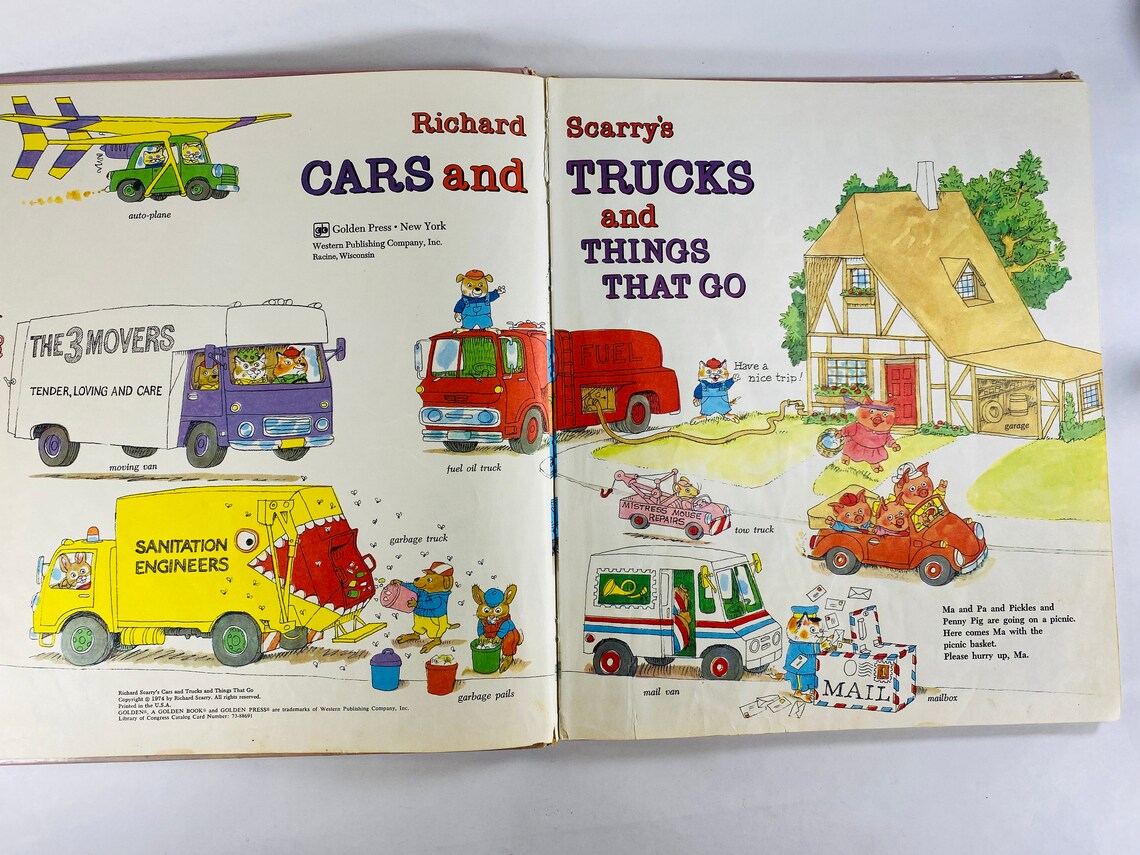 Richard Scarry Cars and Trucks and Things That Go LARGE | Etsy