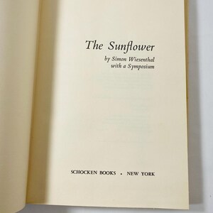 Simon Wiesenthal the Sunflower Vintage Book Circa 1976 With Handwritten ...