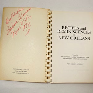 SIGNED New Orleans Recipes and Reminiscences Vintage Spiral Cookbook ...
