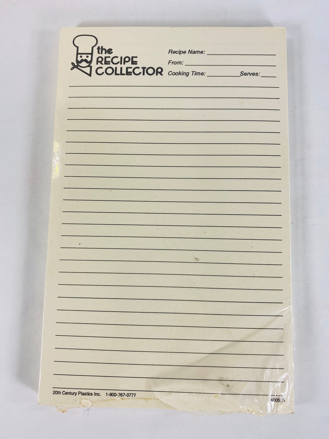 Vintage Recipe Collector Notepad Recipe Cards, Lined Front and Back ...