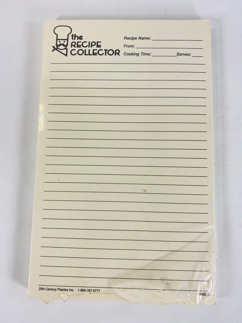Vintage Recipe Collector Notepad Recipe Cards Lined Front and - Etsy