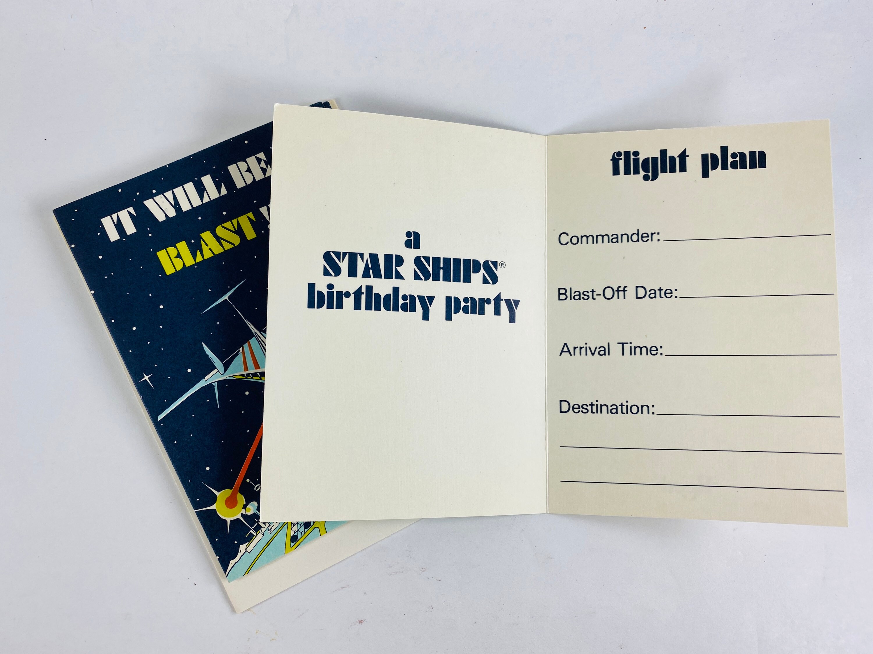 1980s Spaceship Rocket Party Invitation Cards Lot of 3 Unused Cards ...
