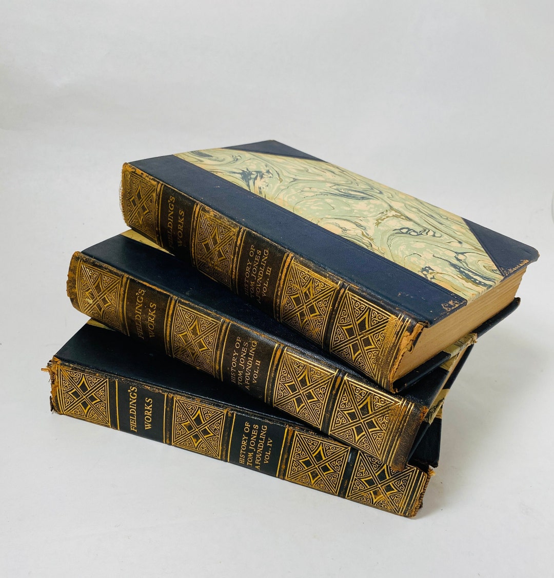 1903 History of Tom Jones Foundling by Henry Fielding Vintage Marbled ...