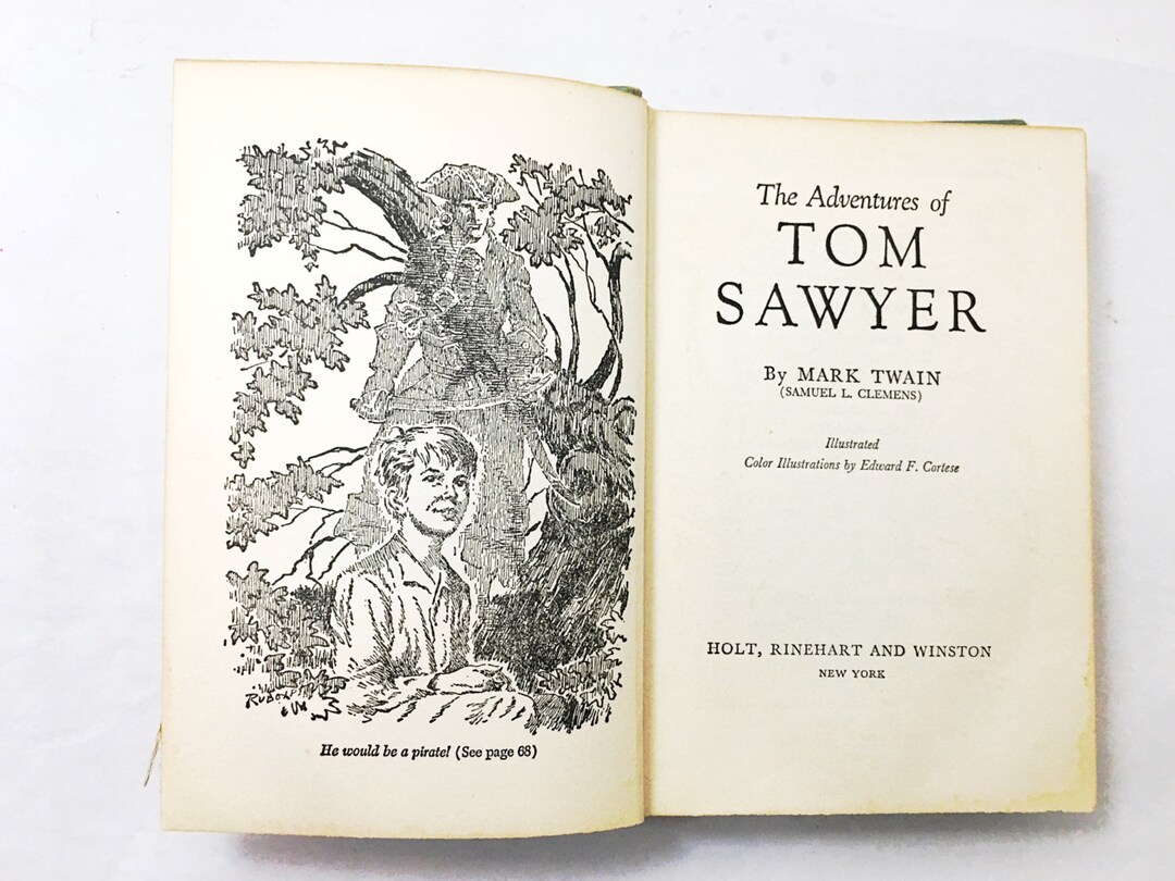 1961 Adventures of Tom Sawyer Vintage Book by Mark Twain Samuel Clemens ...