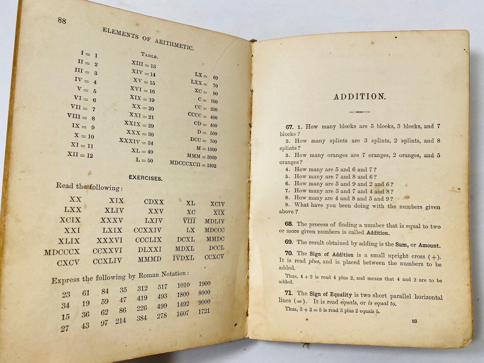 1893 William Milne Antique Mathematics Juvenile Arithmetic Textbook ...