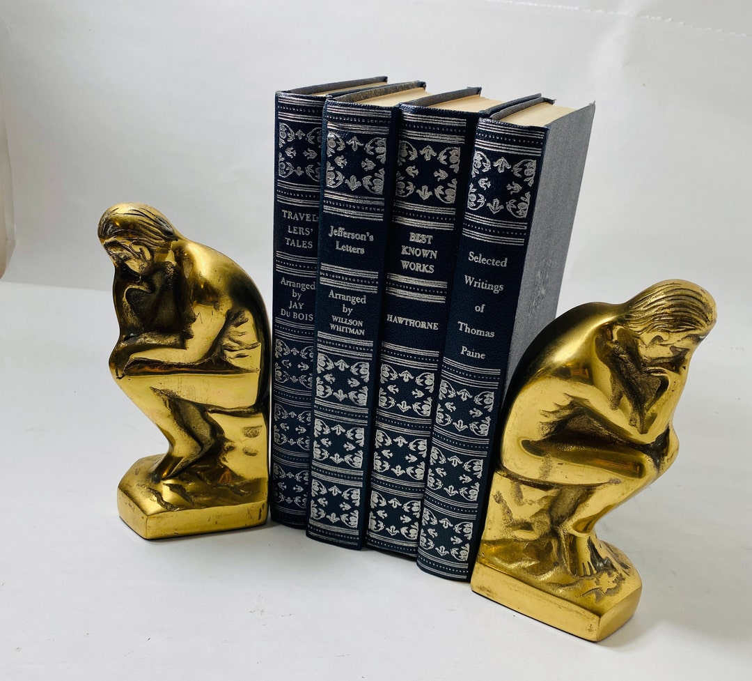 Stunning Rodin's Thinker Vintage Bookends Made of Heavy Brass ...