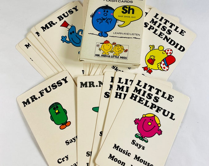 Mr Men Vintage Phonics Flash Cards Miss Sky Circa 1984 Little Miss ...