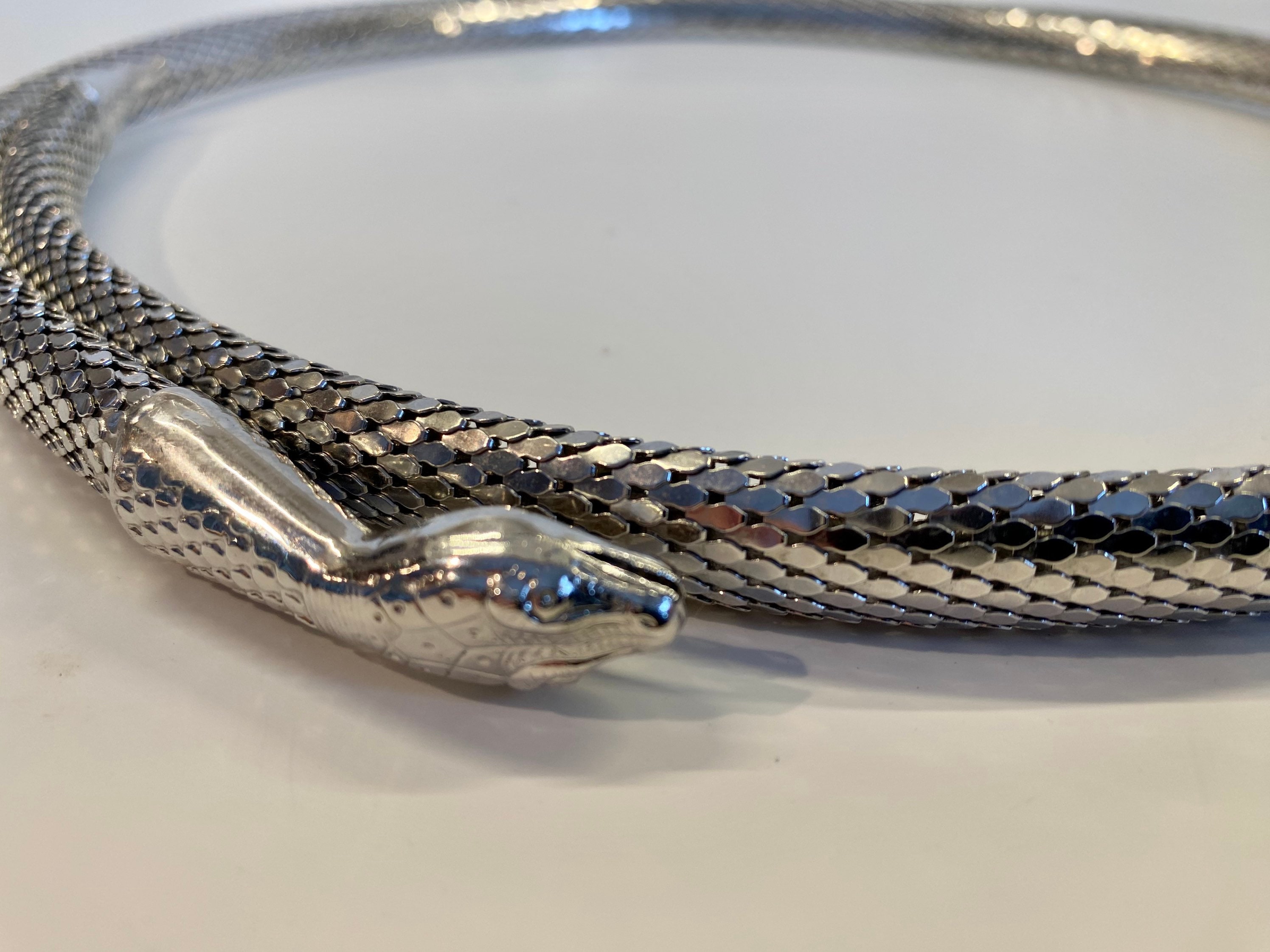 Whiting & Davis Snake Belt-silver Metal Mesh - Etsy