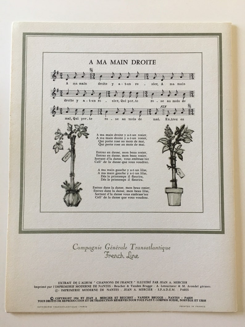 Vintage French Line Menu From the "france" Ship - Etsy