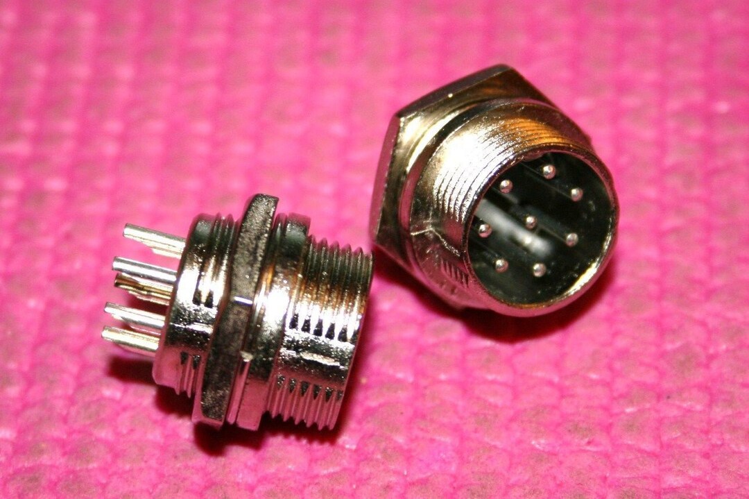 TWO 8 Pin Male Chassis Microphone Connectors for Icom Kenwood Yaesu NC ...
