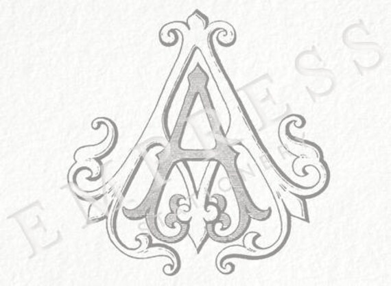 Digital Wedding Monogram AA Vintage Double | Etsy