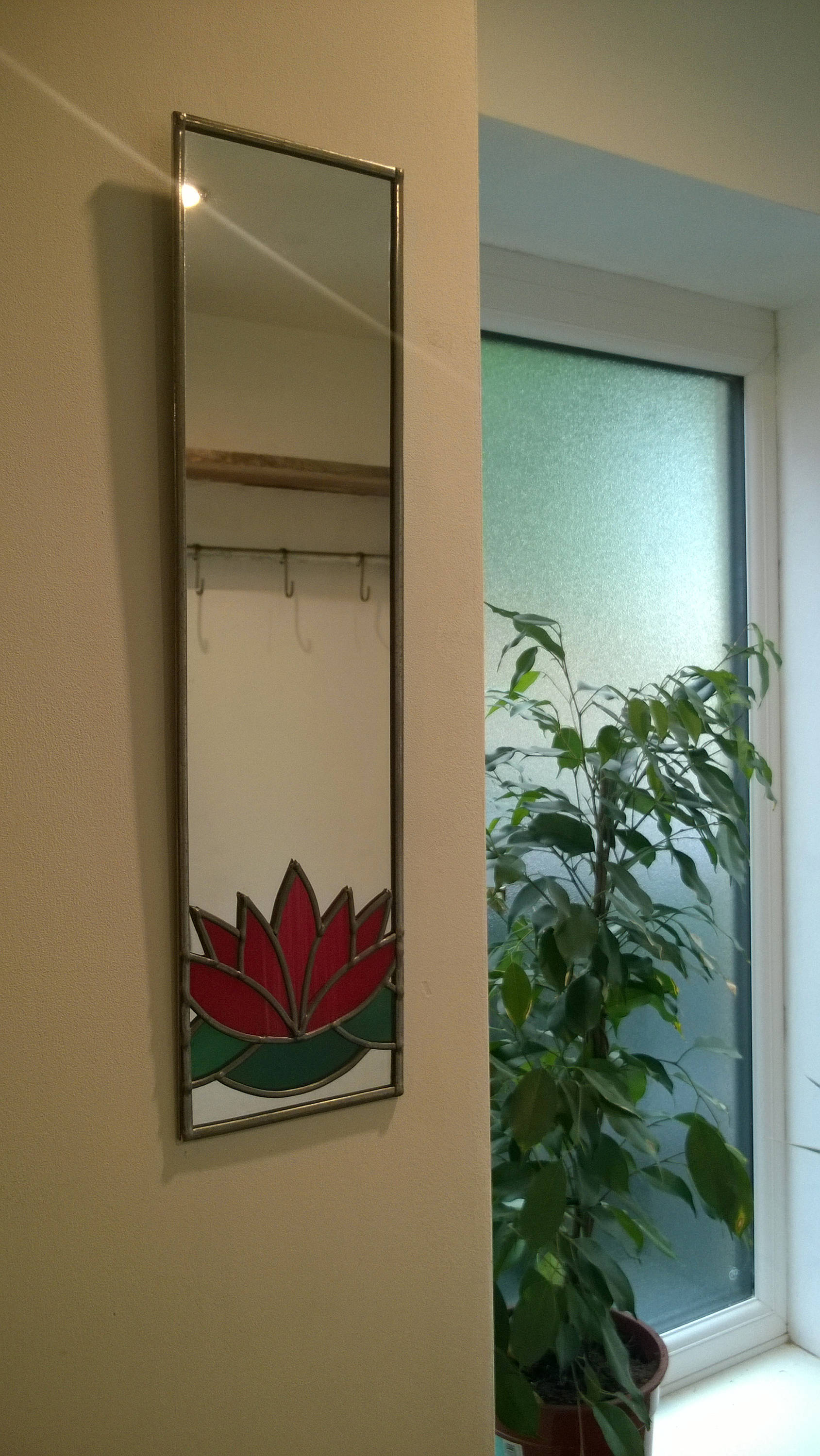 Water lily Mackintosh style stained glass effect mirror | Etsy