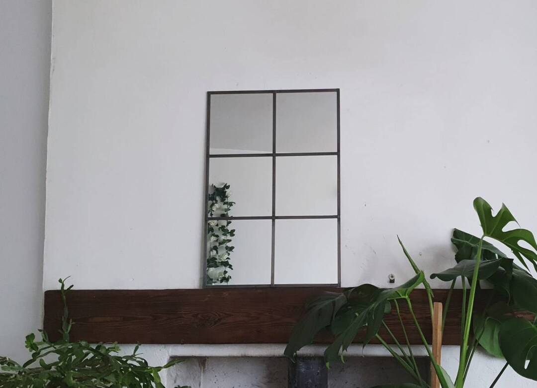 Industrial Leaded Mirror Handmade by Catfish Glass 61x41cm - Etsy