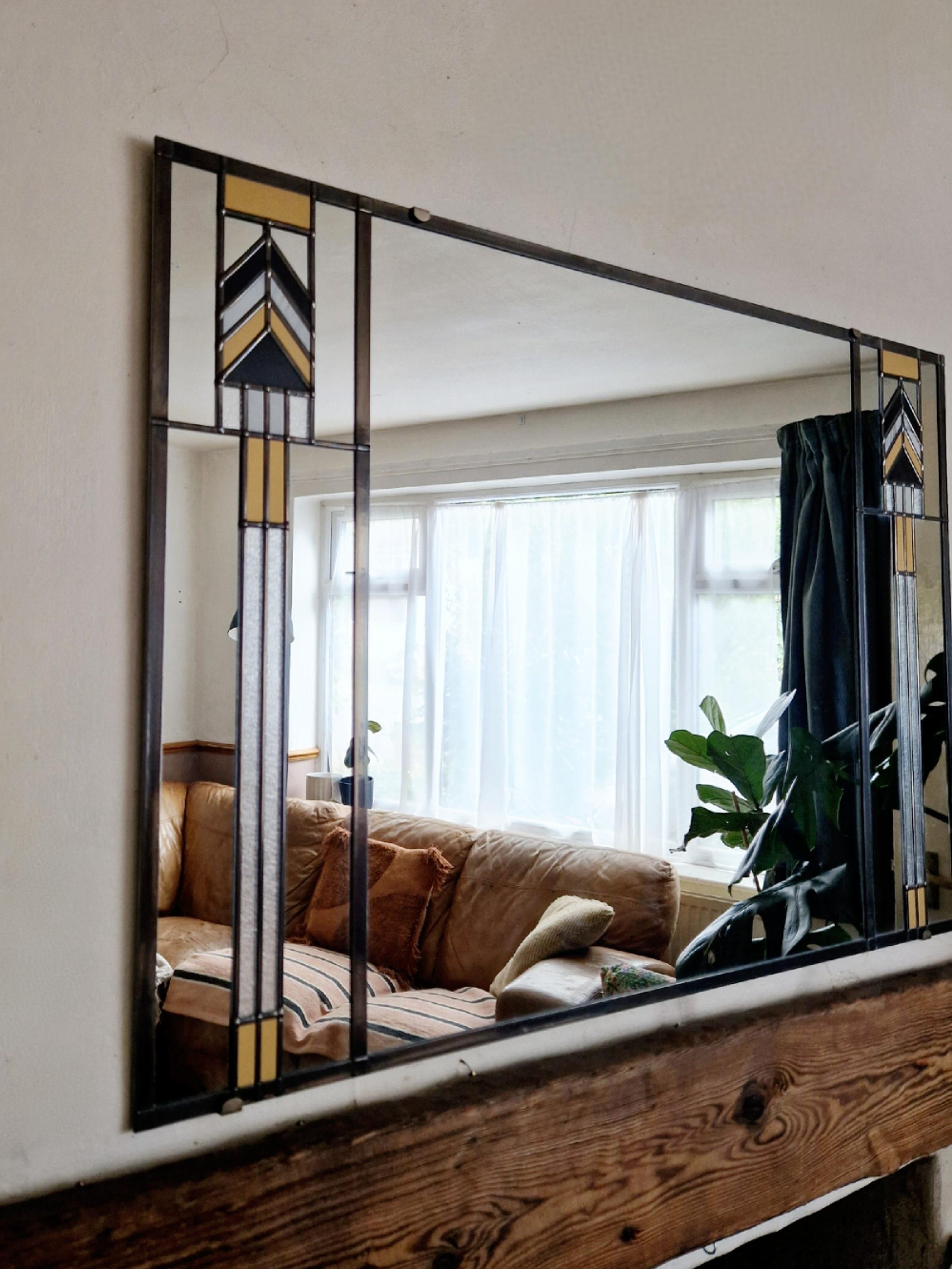 Classic Art Deco Large Mirror 91x61cm Gold, Pearly White, Black - Etsy