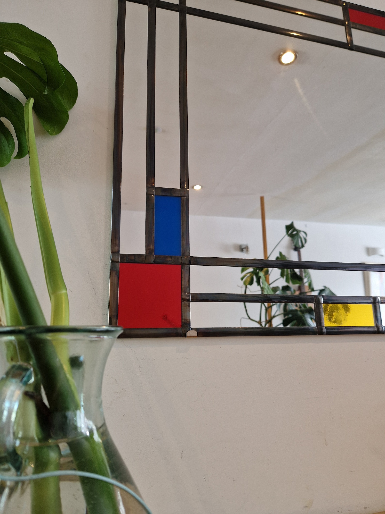 Large Piet Mondrian Mirror Over Mantel Stained Glass Style 91x61cm ...