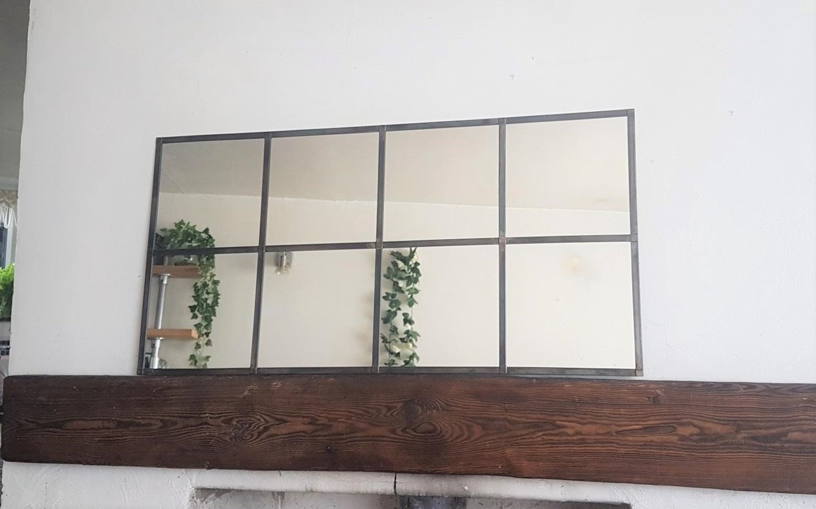 Industrial Leaded Mirror Handmade by Catfish Glass 91x46cm - Etsy UK