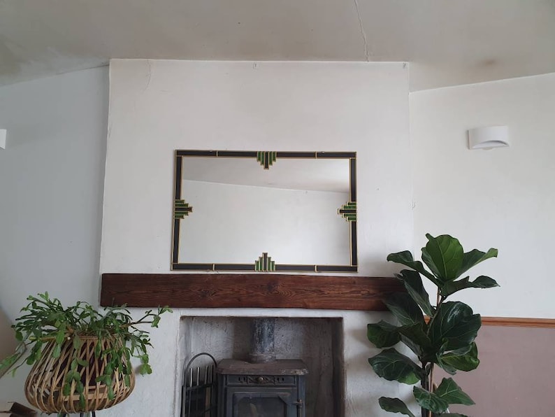 Art Deco Chicago Large Mirror Over Mantel Stained Glass Style - Etsy UK