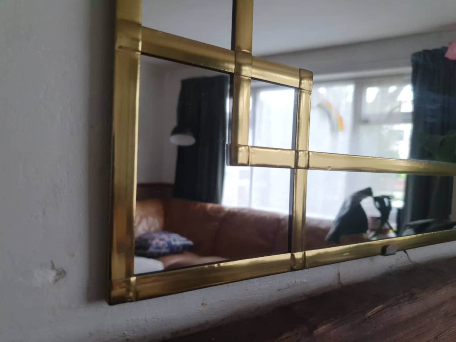 Elegant Gold leaded Mirror handmade by Catfish Glass Boho | Etsy