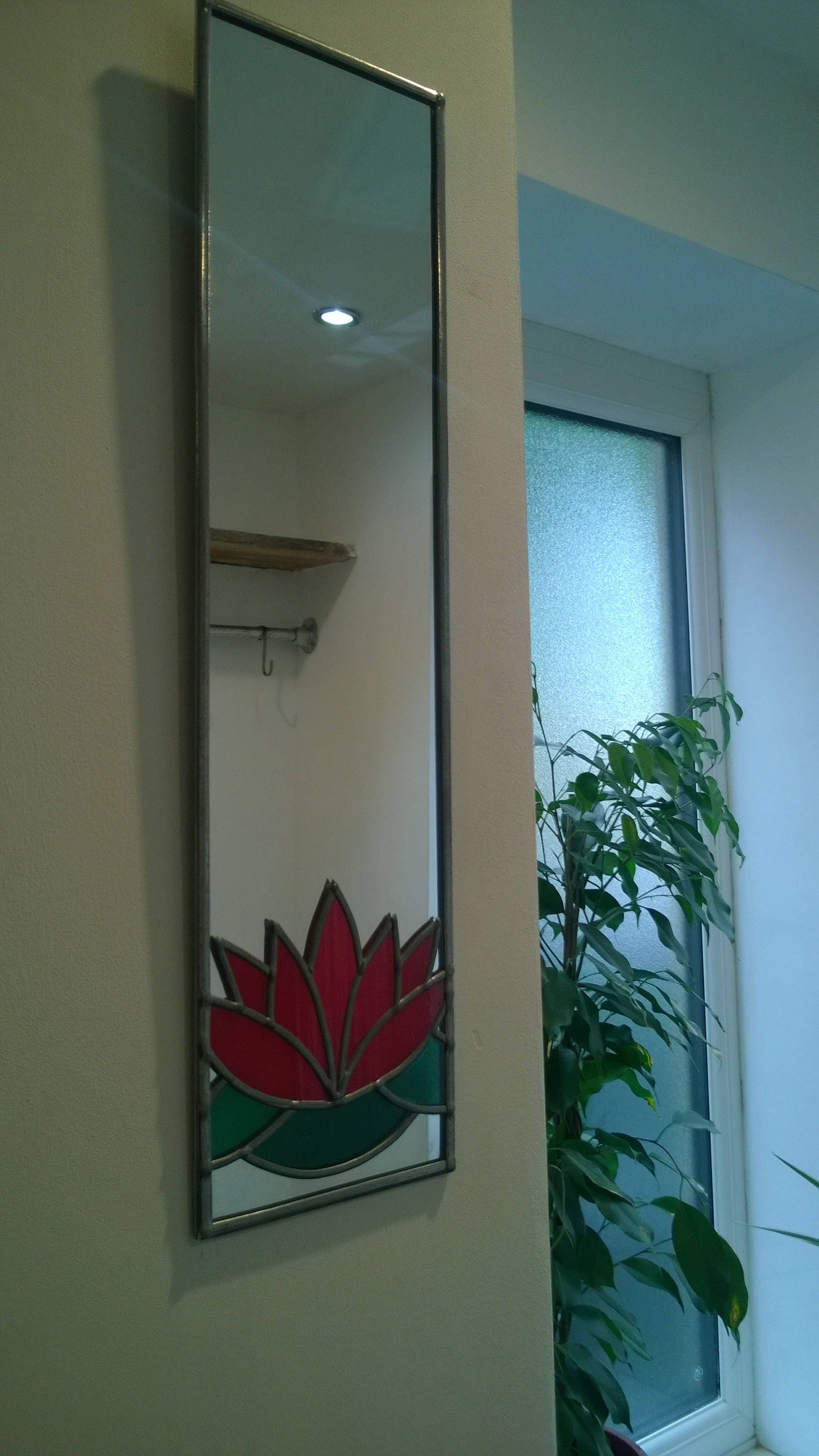 Water lily Mackintosh style stained glass effect mirror | Etsy