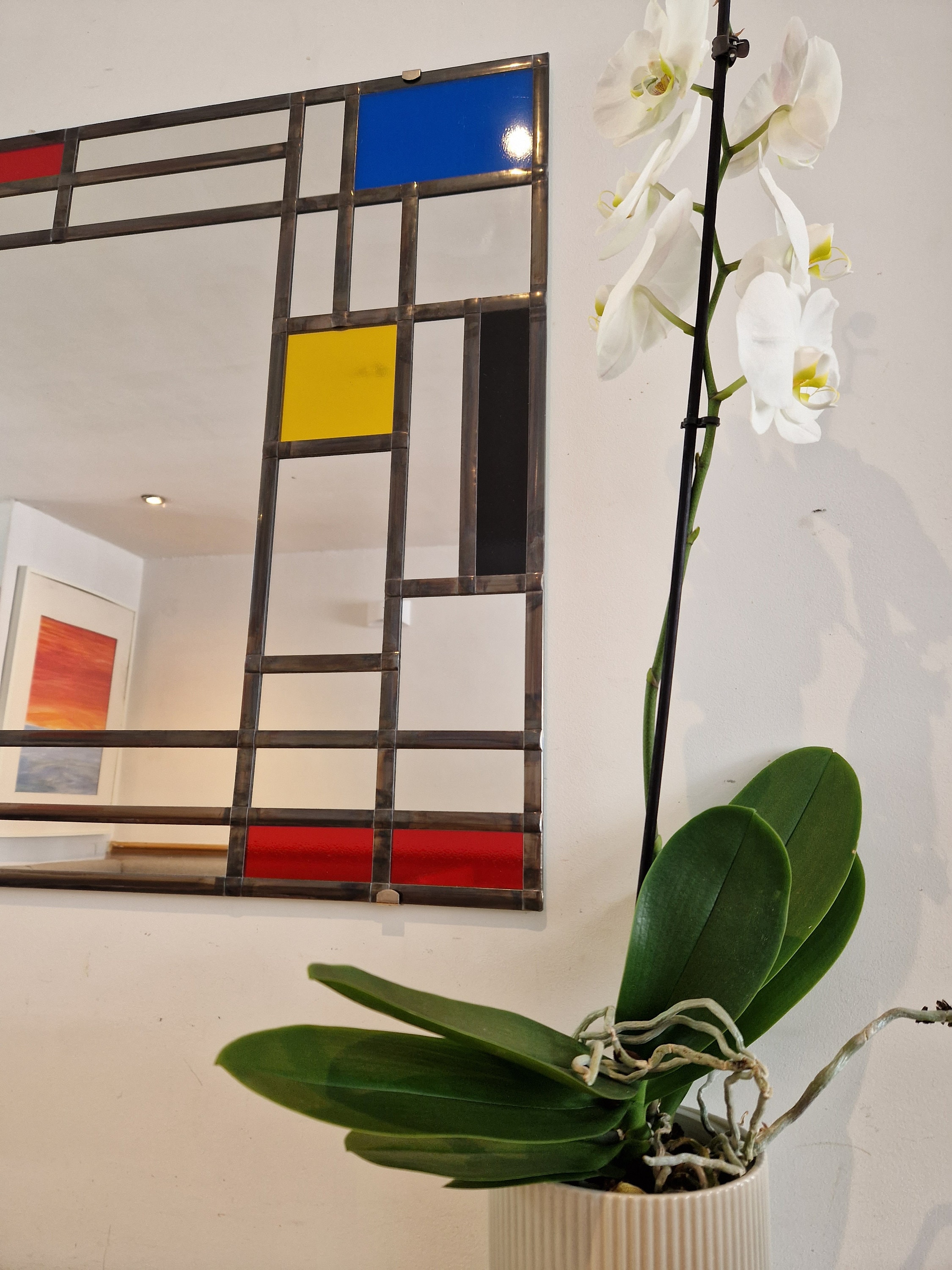 Large Piet Mondrian Mirror Over Mantel Stained Glass Style 91x61cm ...