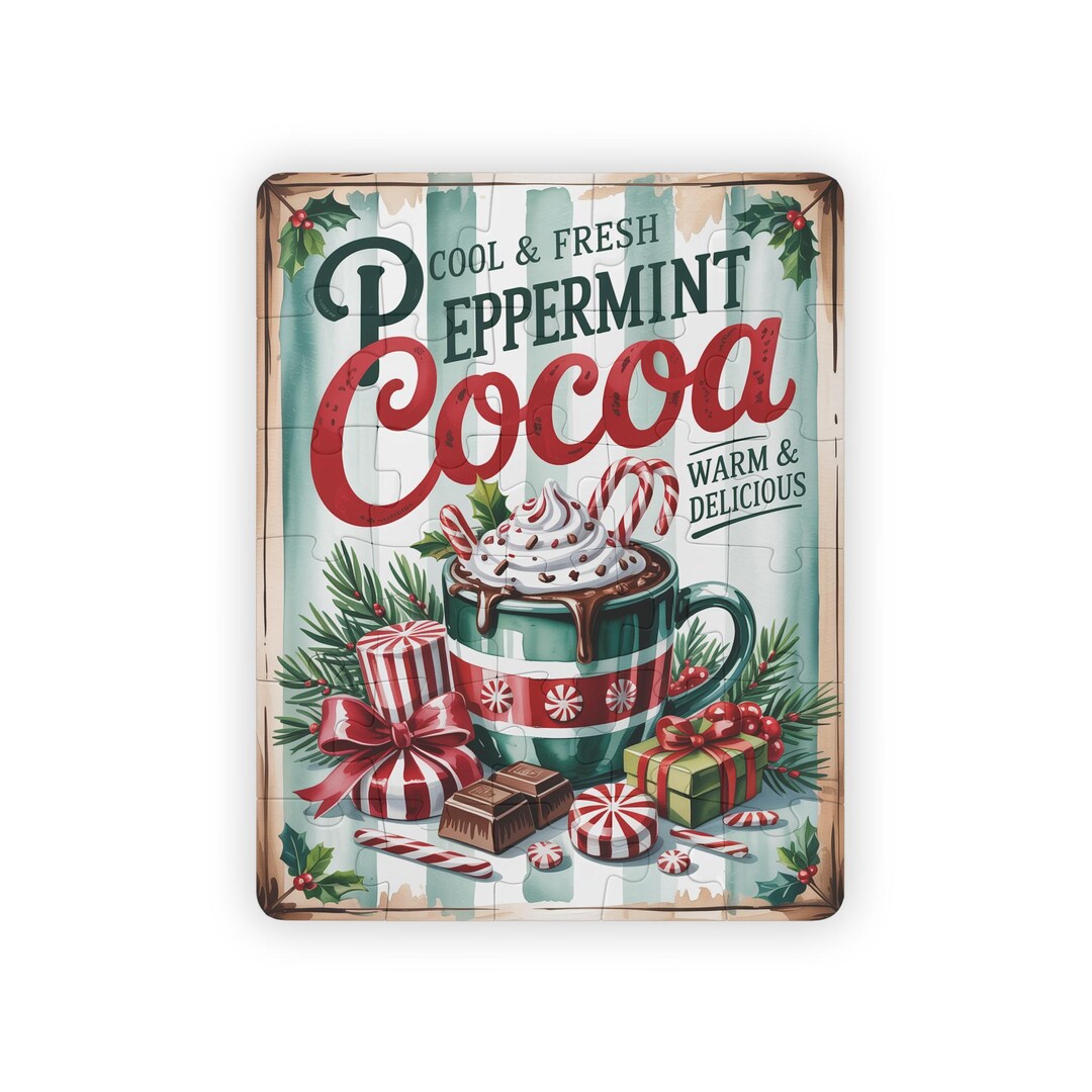 Peppermint Cocoa Vintage Sign Kids Puzzle - Etsy