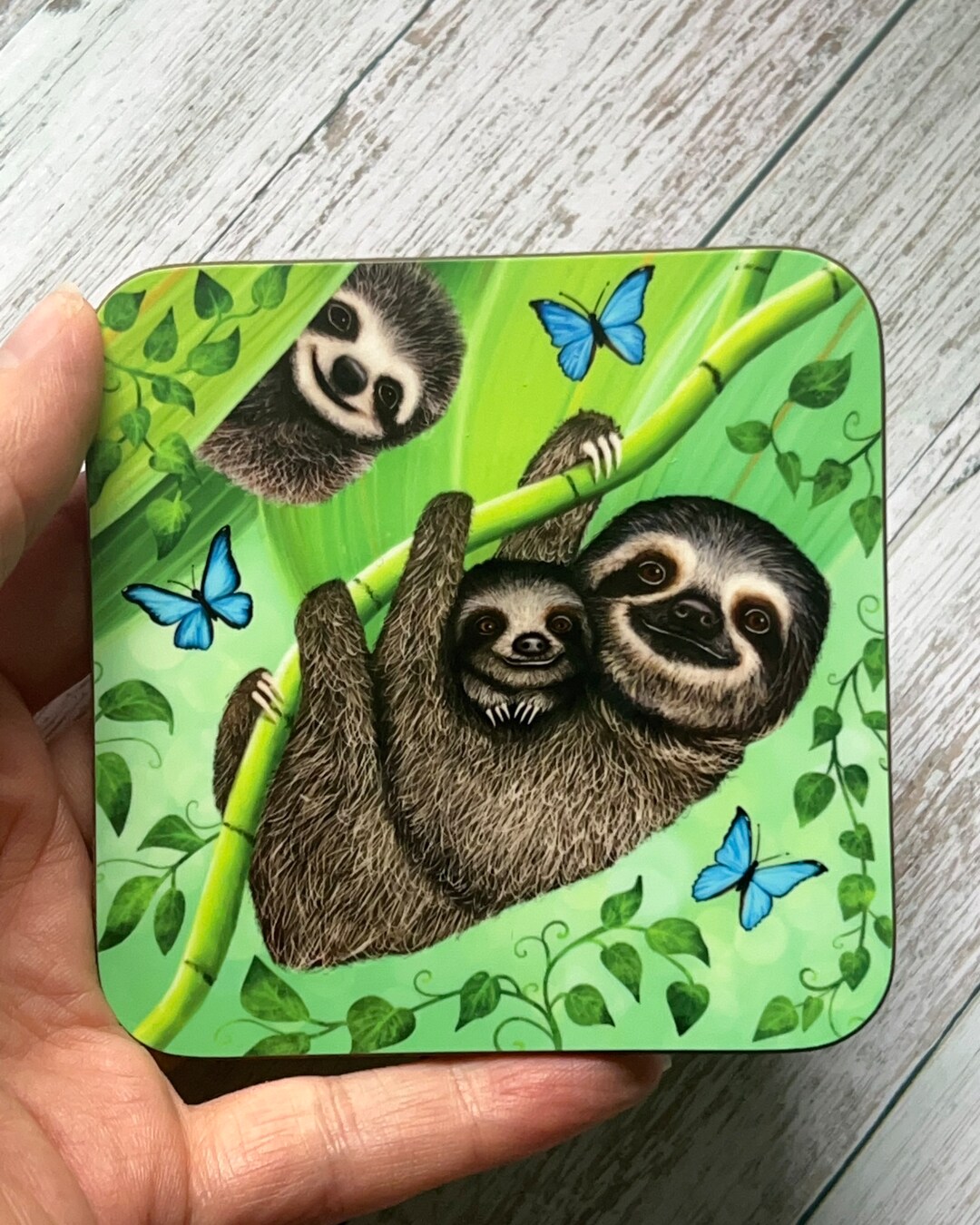 Coaster. Sloths. Baby Sloth and Butterflies - Etsy