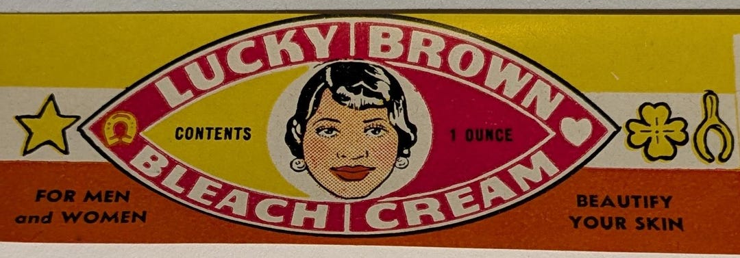 1930s Valmor Paper Label Lucky Brown Bleach Cream Chicago Black ...
