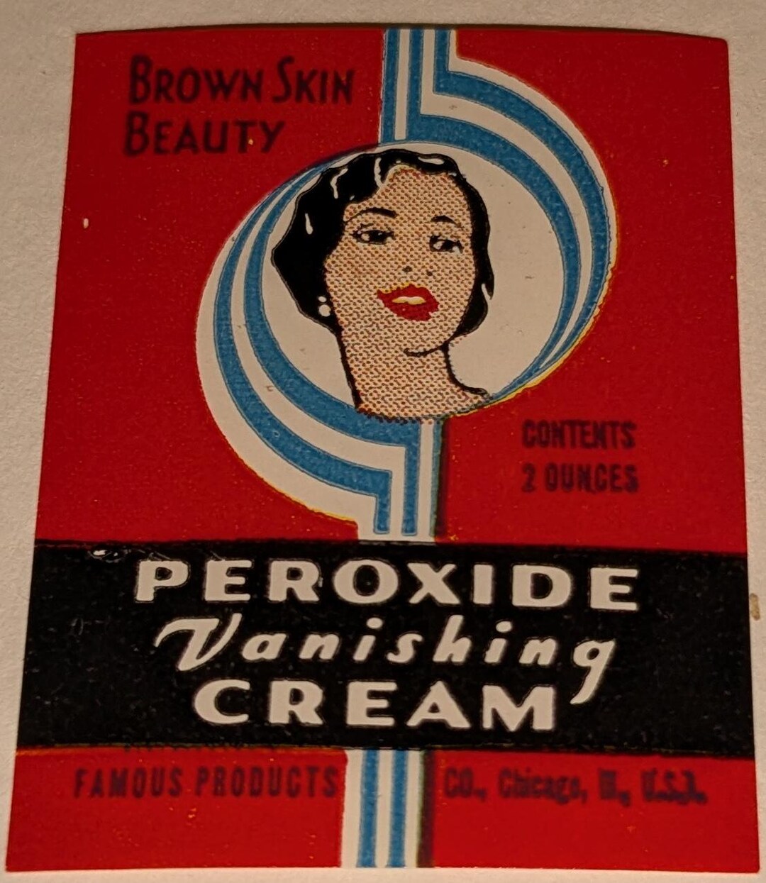 1930s Valmor Paper Label Peroxide Vanishing Cream Chicago Black ...