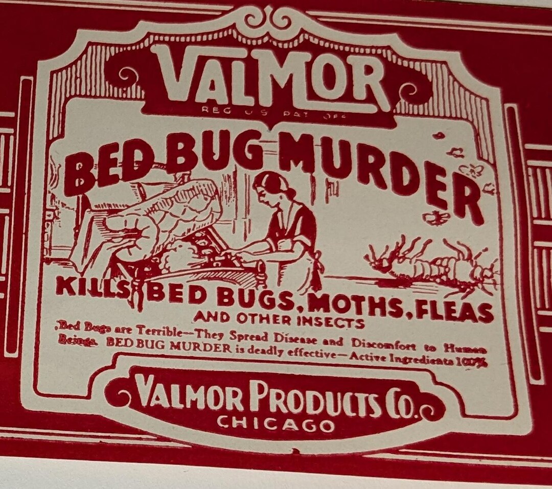1930s Valmor Paper Label Bed Bug Murder Chicago Black Americana Dead ...